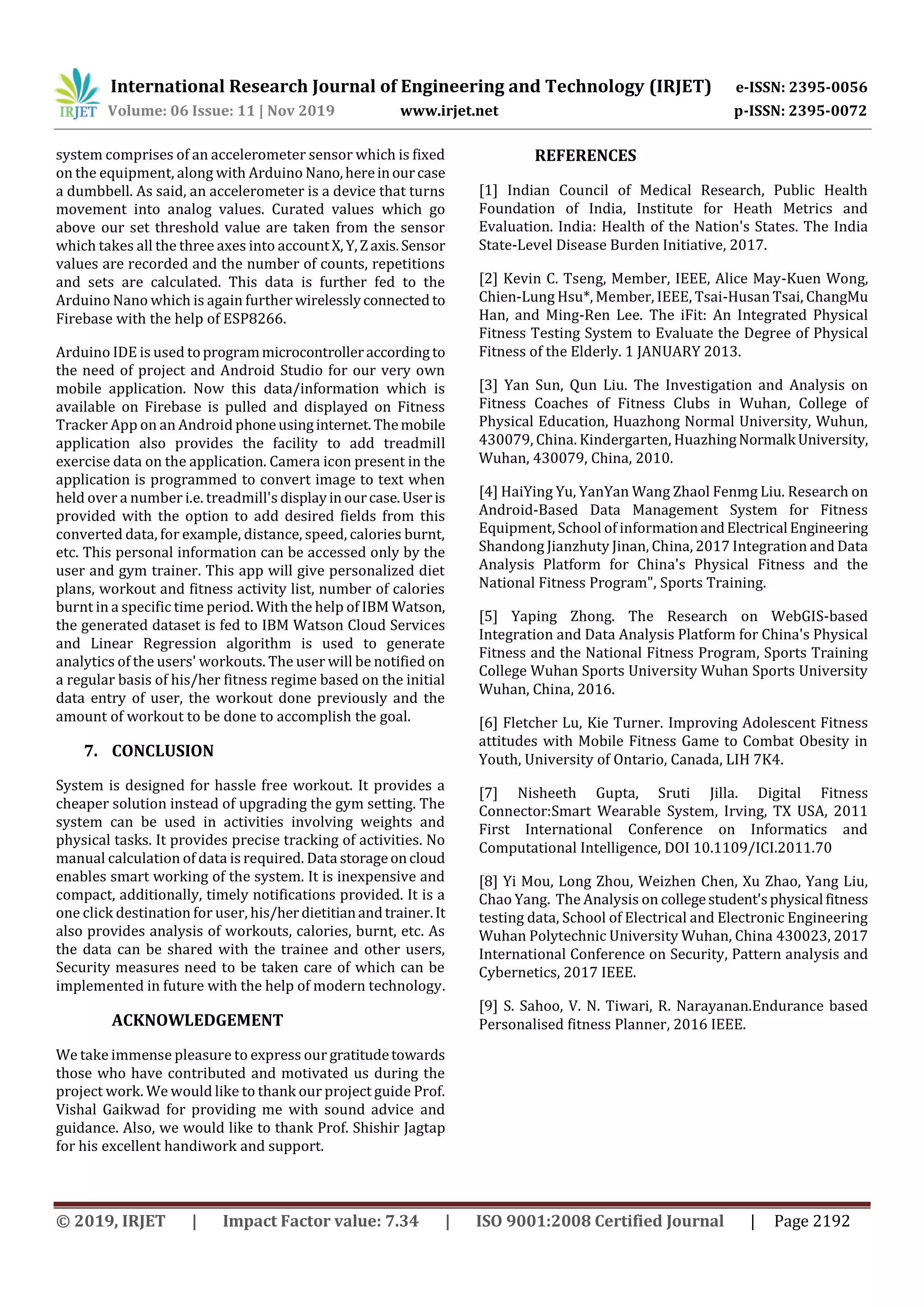 IRJET- IoT based Smart Fitness Tracker for Gymnasiums | PDF