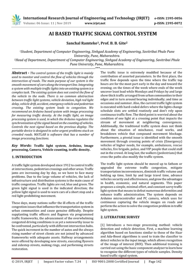 IRJET- AI Based Traffic Signal Control System | PDF