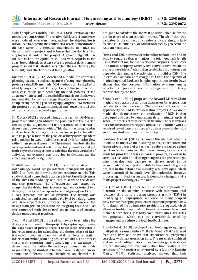 IRJET- Review on Scheduling using Dependency Structure Matrix | PDF