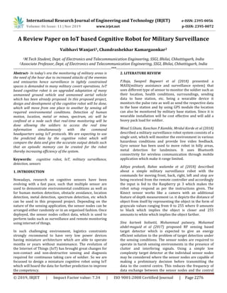 IRJET- A Review Paper on IoT based Cognitive Robot for Military Surveillance | PDF