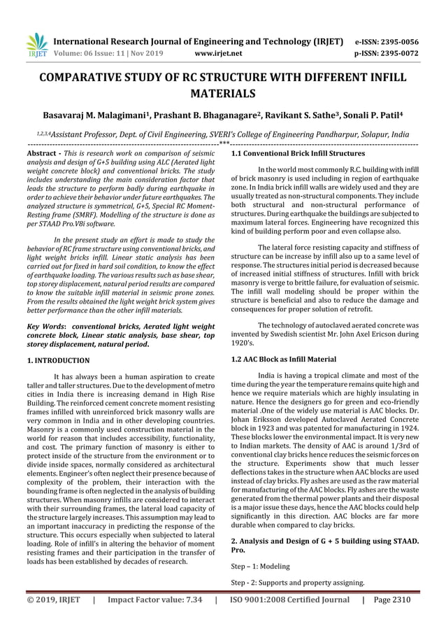 IRJET- Comparative Study of Rc Structure with Different Infill Materials | PDF | Civil ...