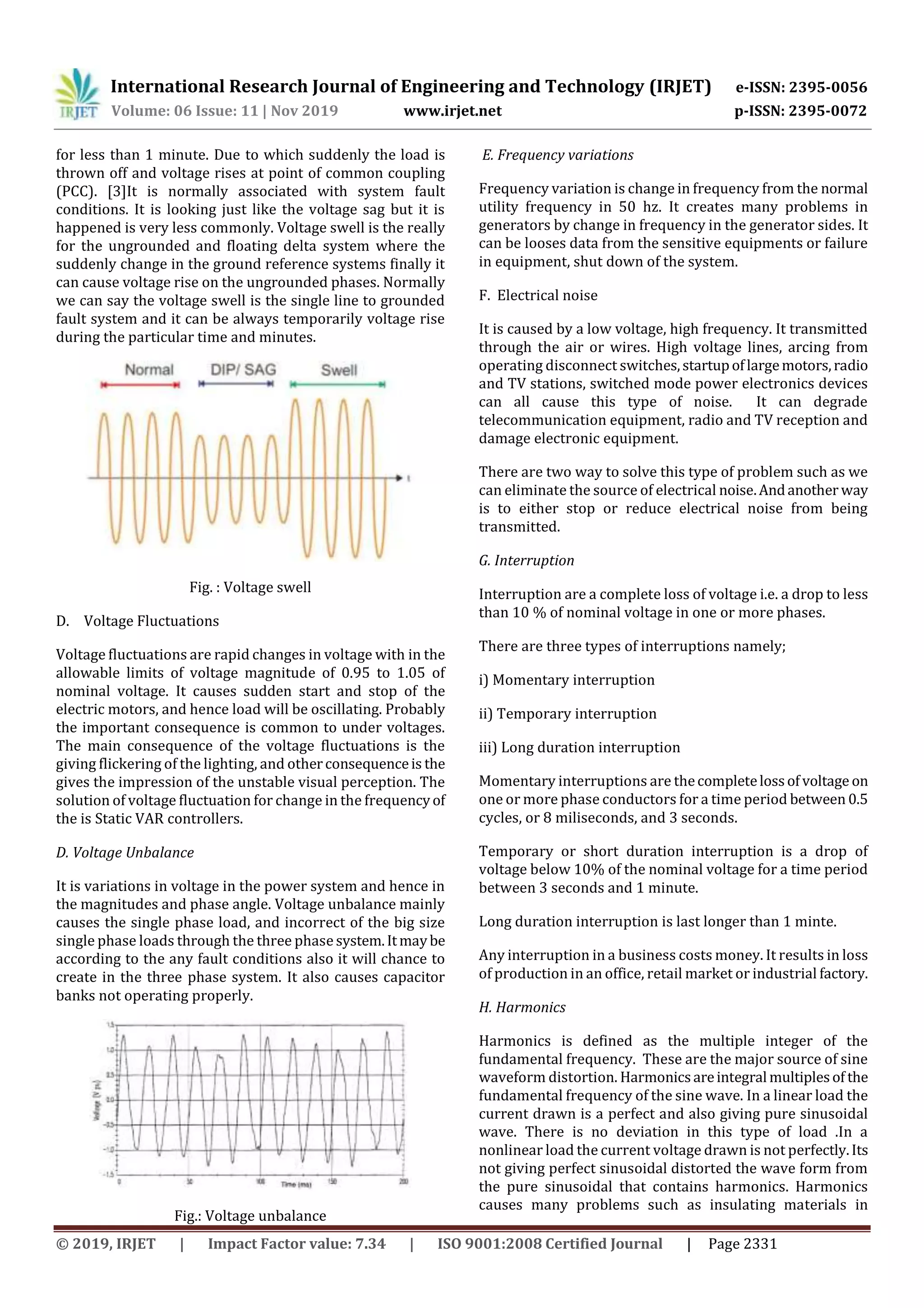 Irjet Investigation Of Various Power Quality Issues And Its Solution In Grid Connected