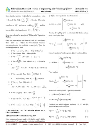 IRJET- Differential Transform Method for the Vaccination Model of the ...