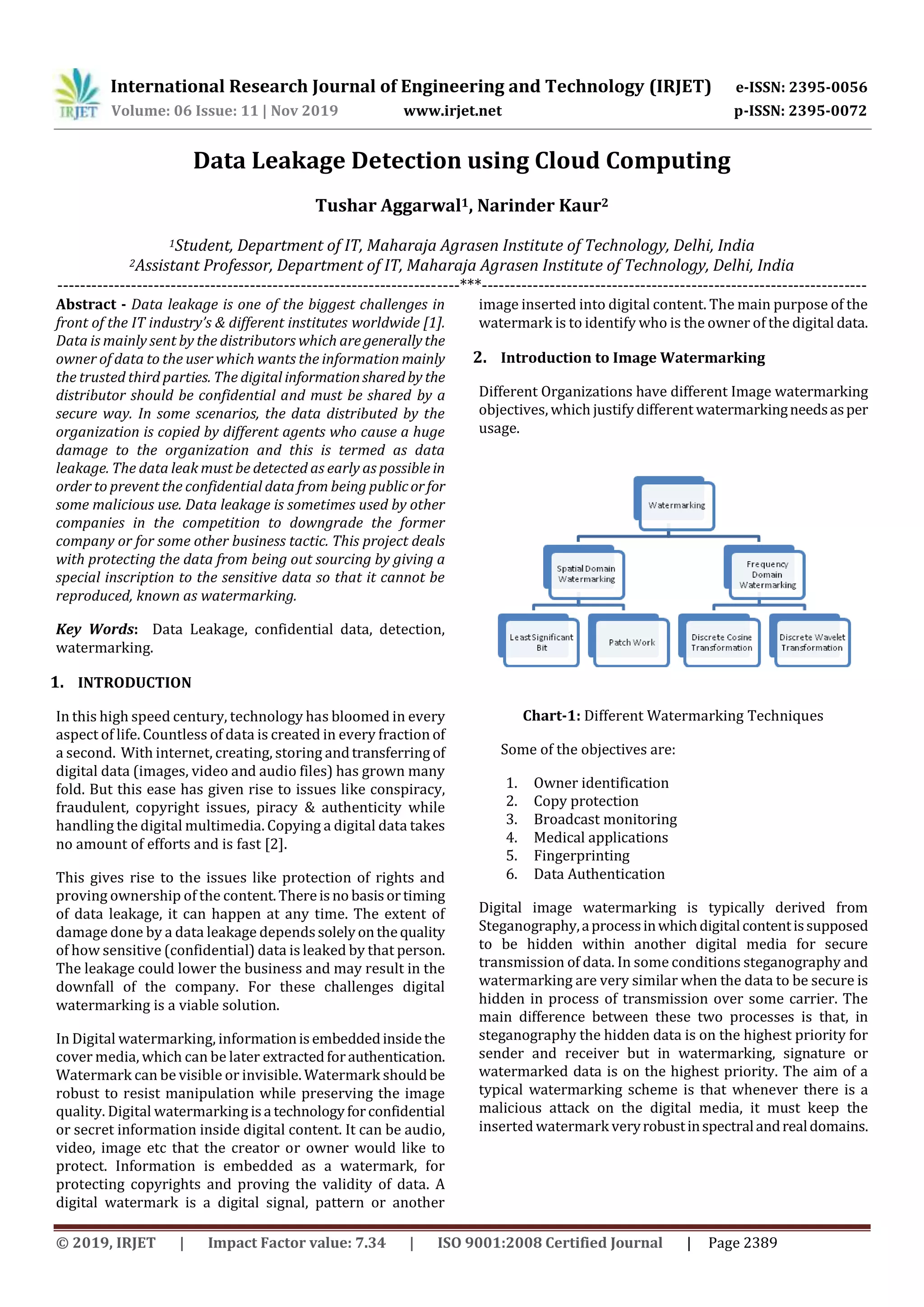 Irjet Data Leakage Detection Using Cloud Computing Pdf