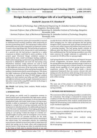 IRJET- Design Analysis and Fatigue Life of a Leaf Spring Assembly | PDF