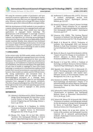 IRJET- A Review of Synthetic Hydrograph Methods for Design Storm | PDF