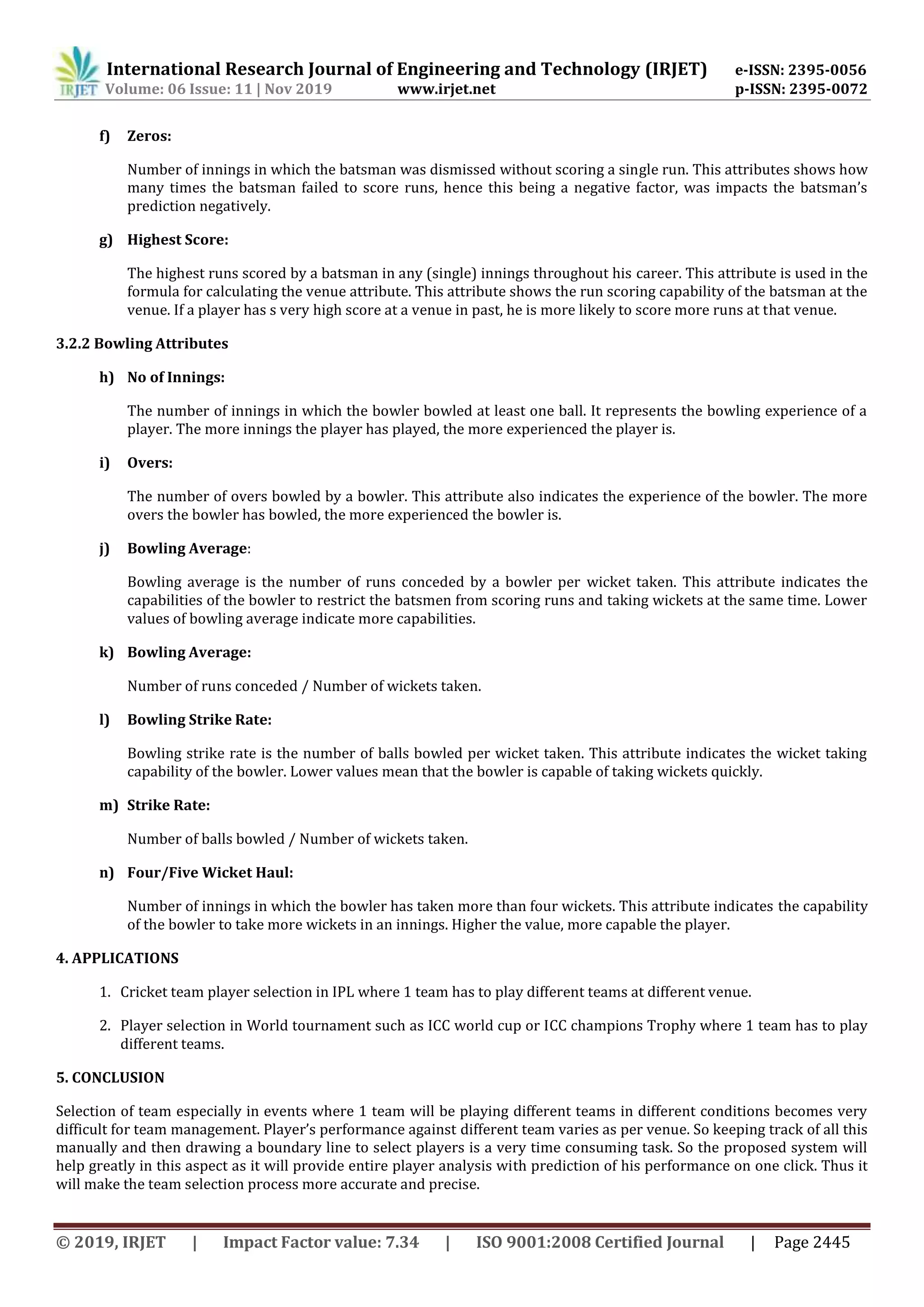 IRJET- A Survey on Team Selection in Game of Cricket using Machine ...