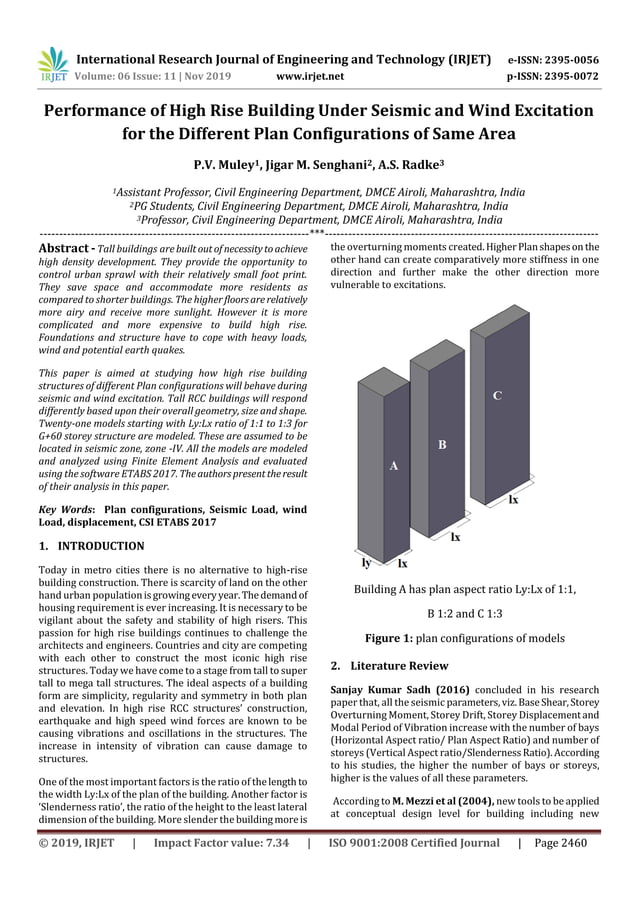 Irjet Performance Of High Rise Building Under Seismic And Wind Excitation For The Different