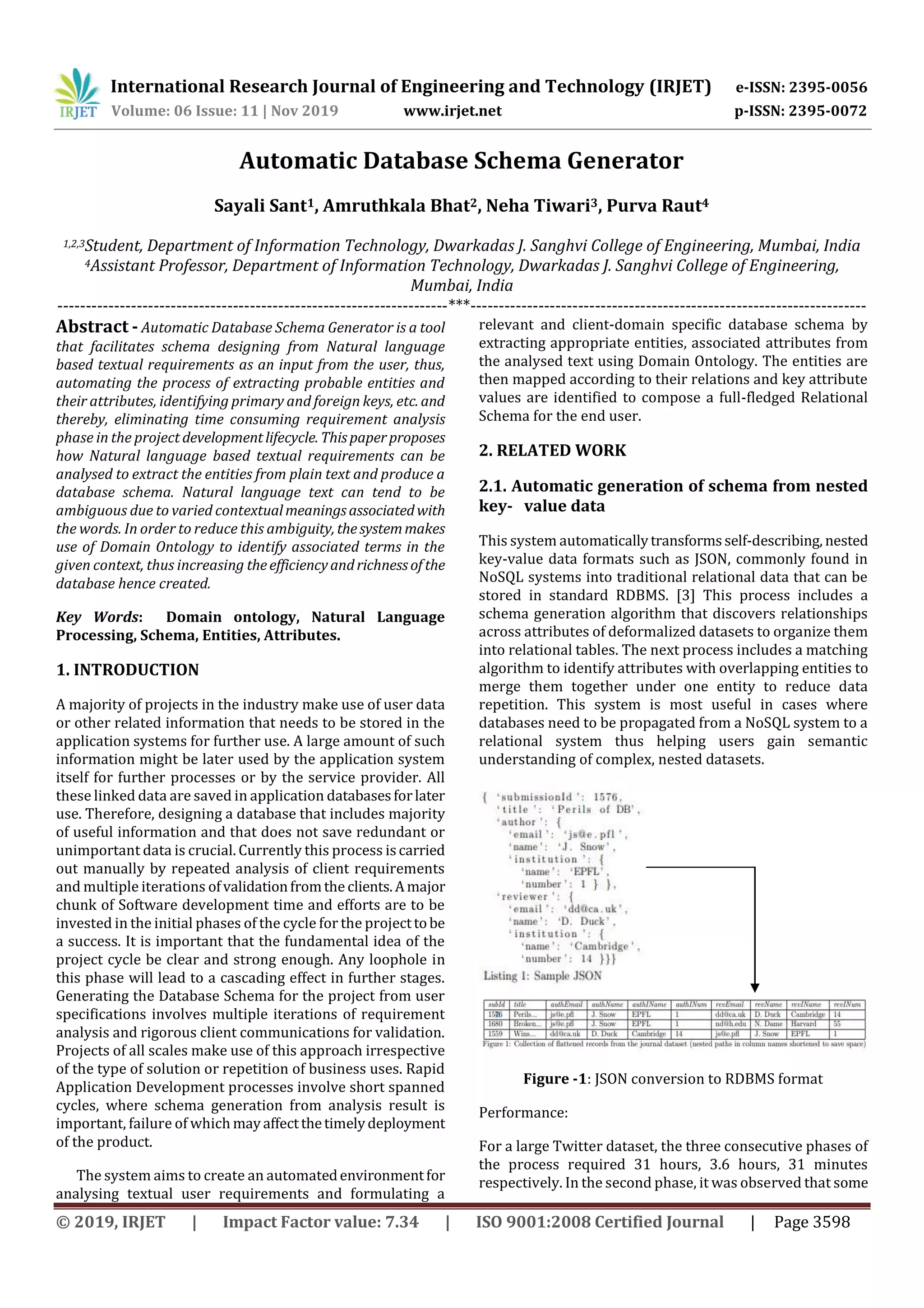 IRJET- Automatic Database Schema Generator | PDF