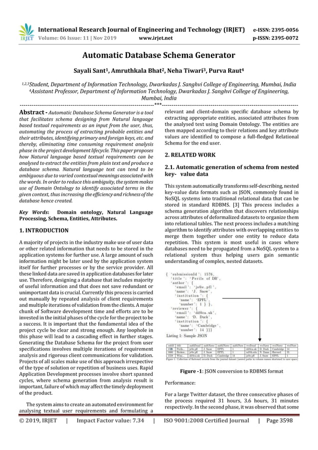 IRJET- Automatic Database Schema Generator | PDF
