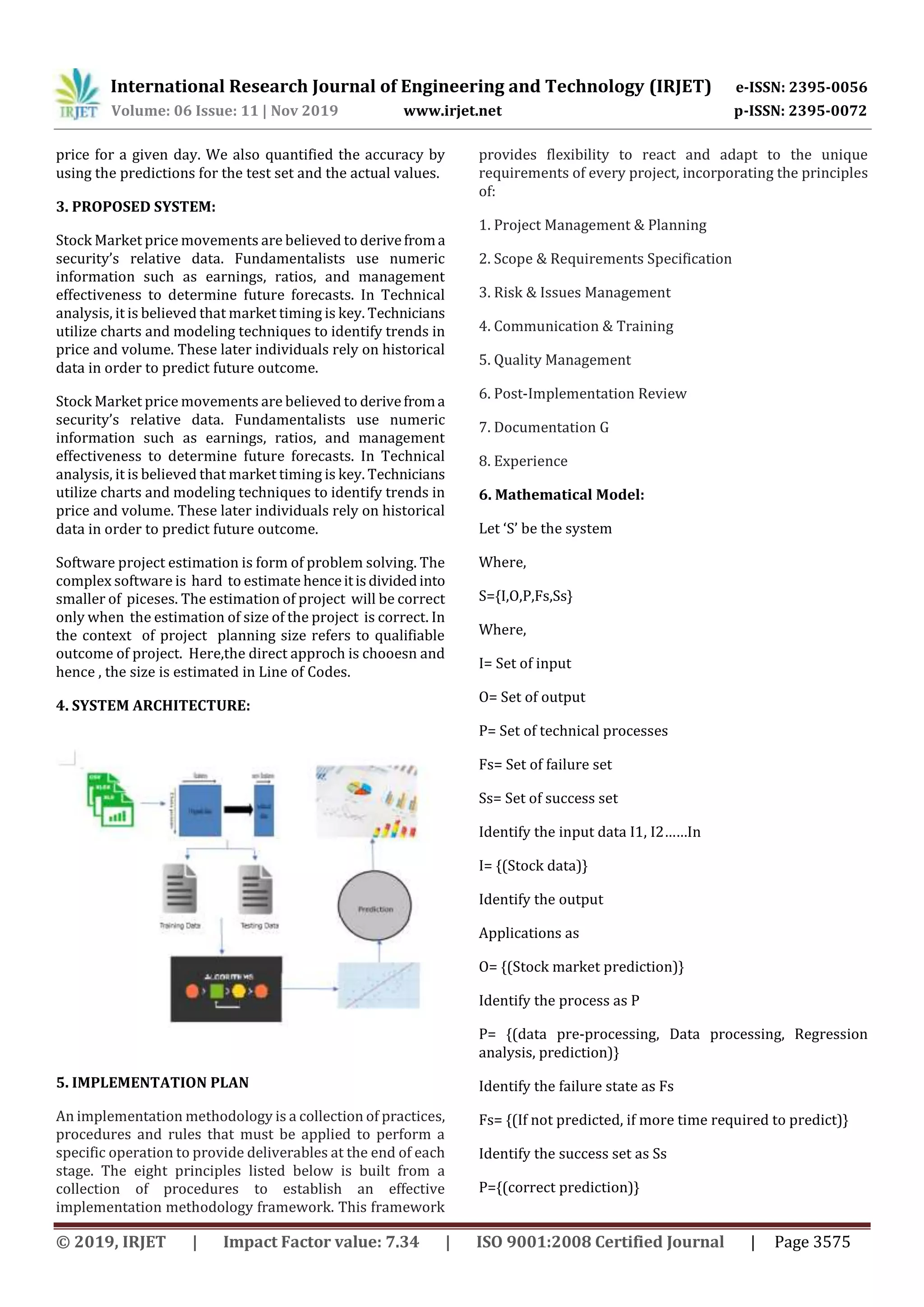 IRJET- Stock Market Prediction using Machine Learning Techniques | PDF