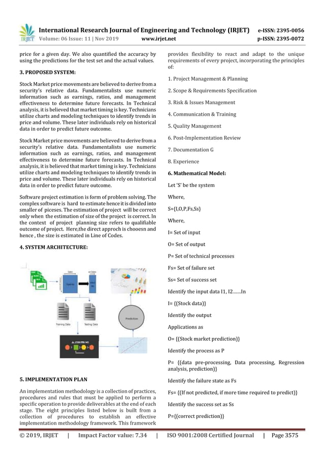 IRJET- Stock Market Prediction using Machine Learning Techniques | PDF