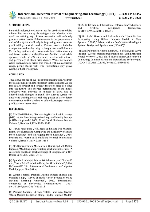 IRJET- Stock Market Prediction using Machine Learning Techniques | PDF