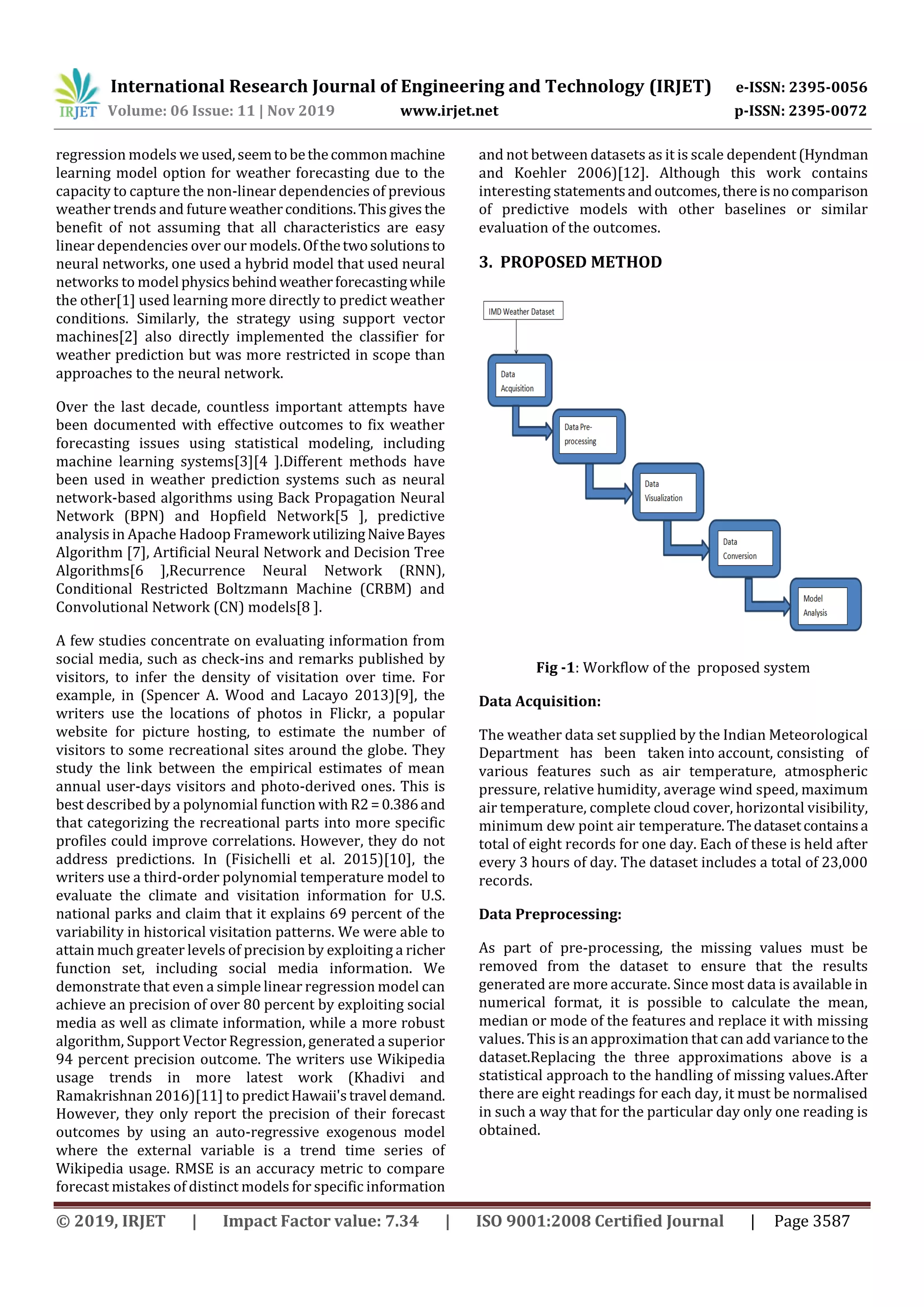 Irjet Weather Prediction For Tourism Application Using Arima Pdf 