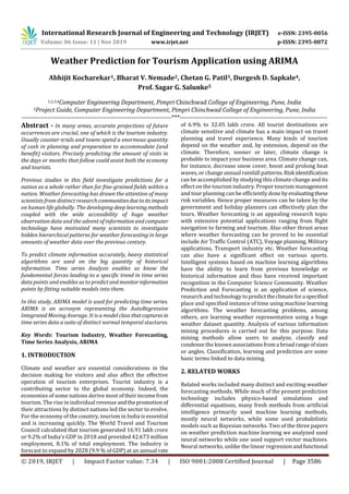 IRJET- Weather Prediction for Tourism Application using ARIMA | PDF