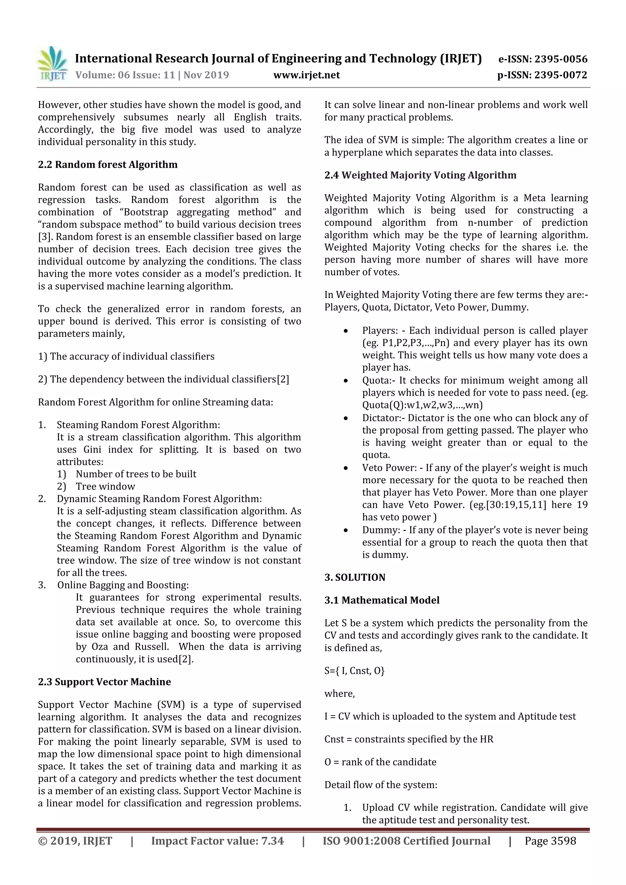 IRJET- Personality Prediction System using AI | PDF