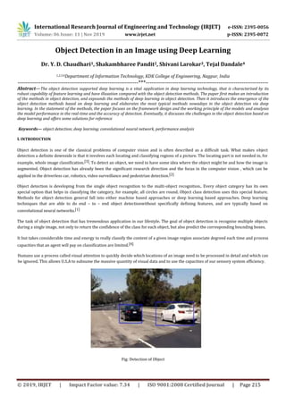 IRJET- Object Detection in an Image using Deep Learning | PDF