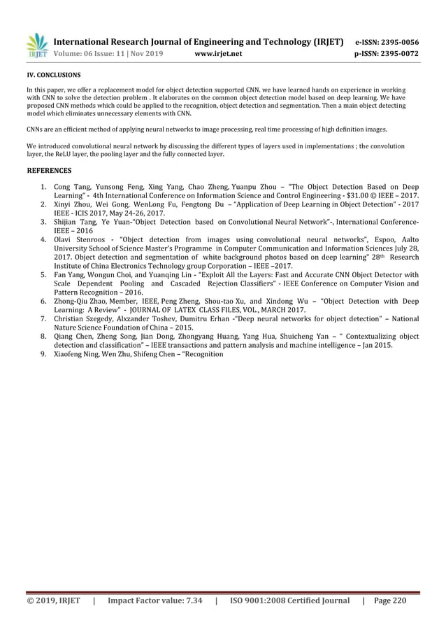 IRJET- Object Detection in an Image using Deep Learning | PDF