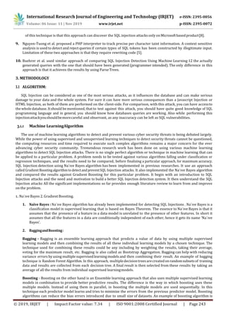 IRJET- Detection of SQL Injection using Machine Learning : A Survey | PDF