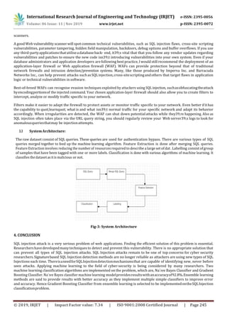 IRJET- Detection of SQL Injection using Machine Learning : A Survey | PDF