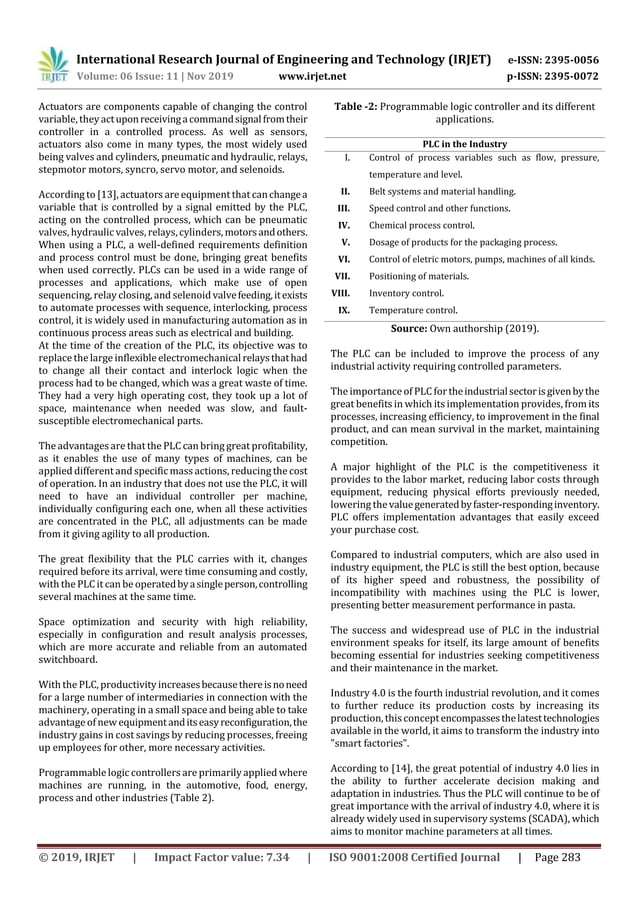 IRJET- The Importance of the Programmable Logic Controller “PLC” in the Industry in the ...