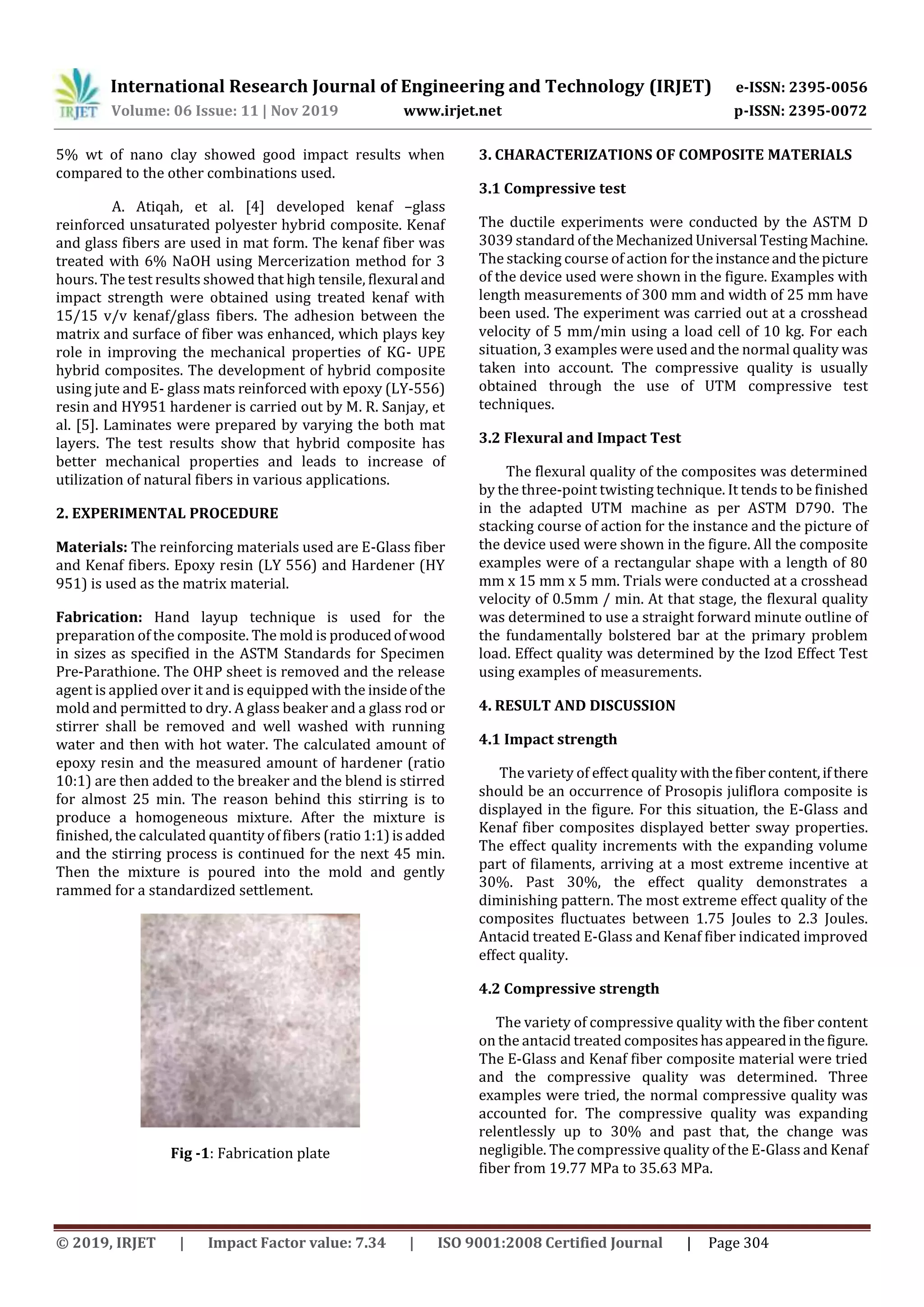 IRJET- Experimental Investigation of E-Glass and Kenaf Fibre with Epoxy Resin | PDF