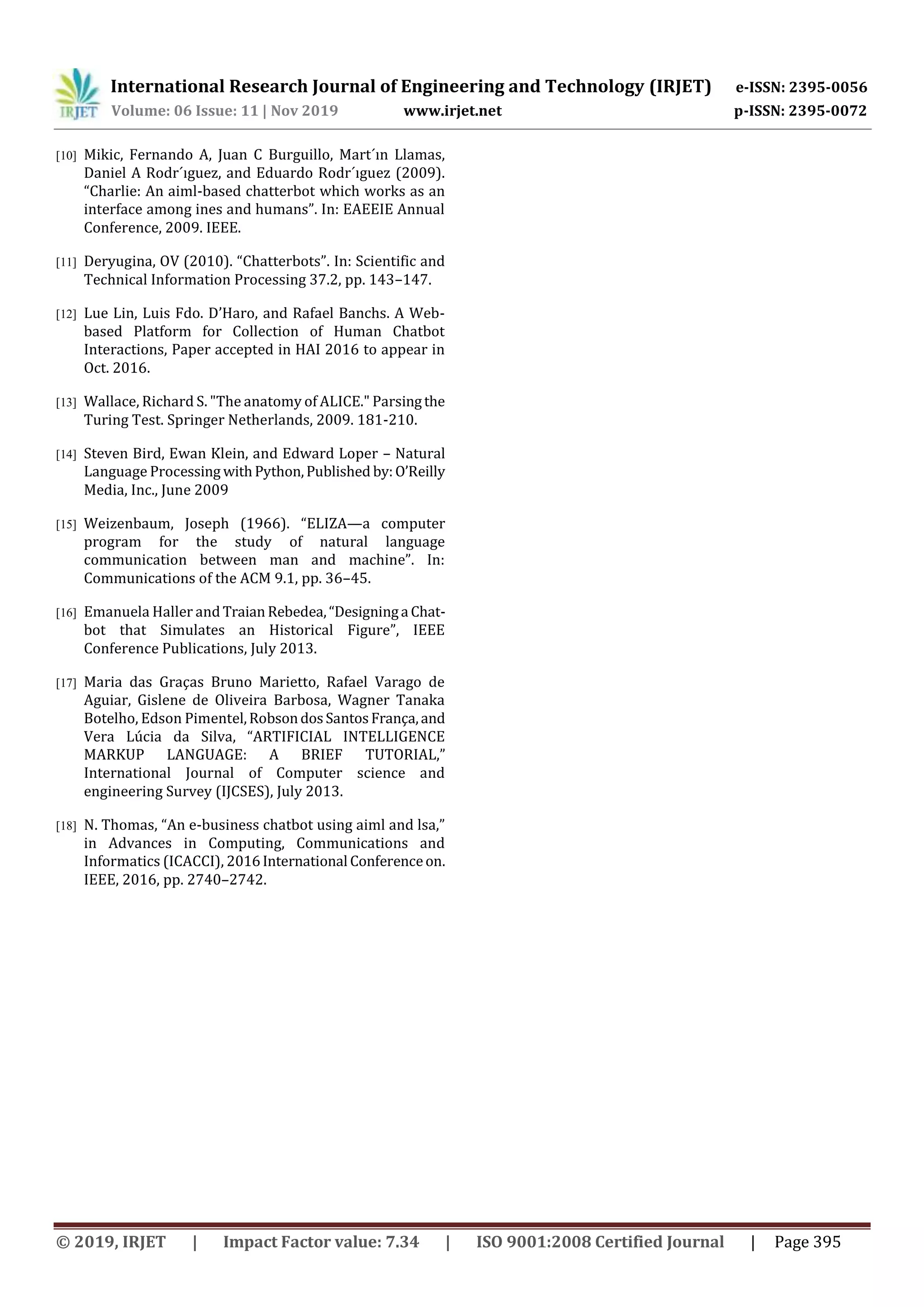 IRJET- Chatbot in Python | PDF