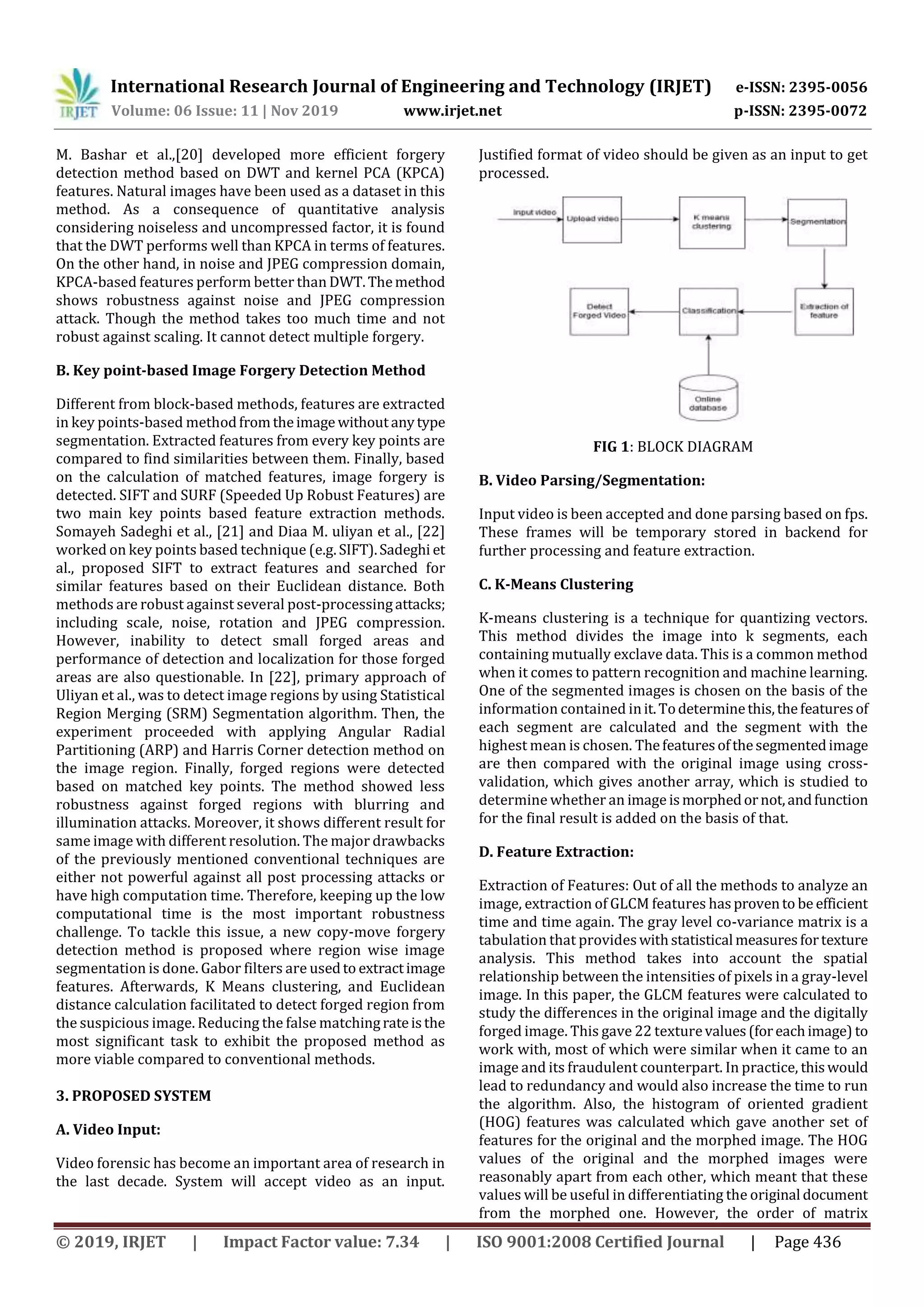 IRJET- Video Forgery Detection using Machine Learning | PDF