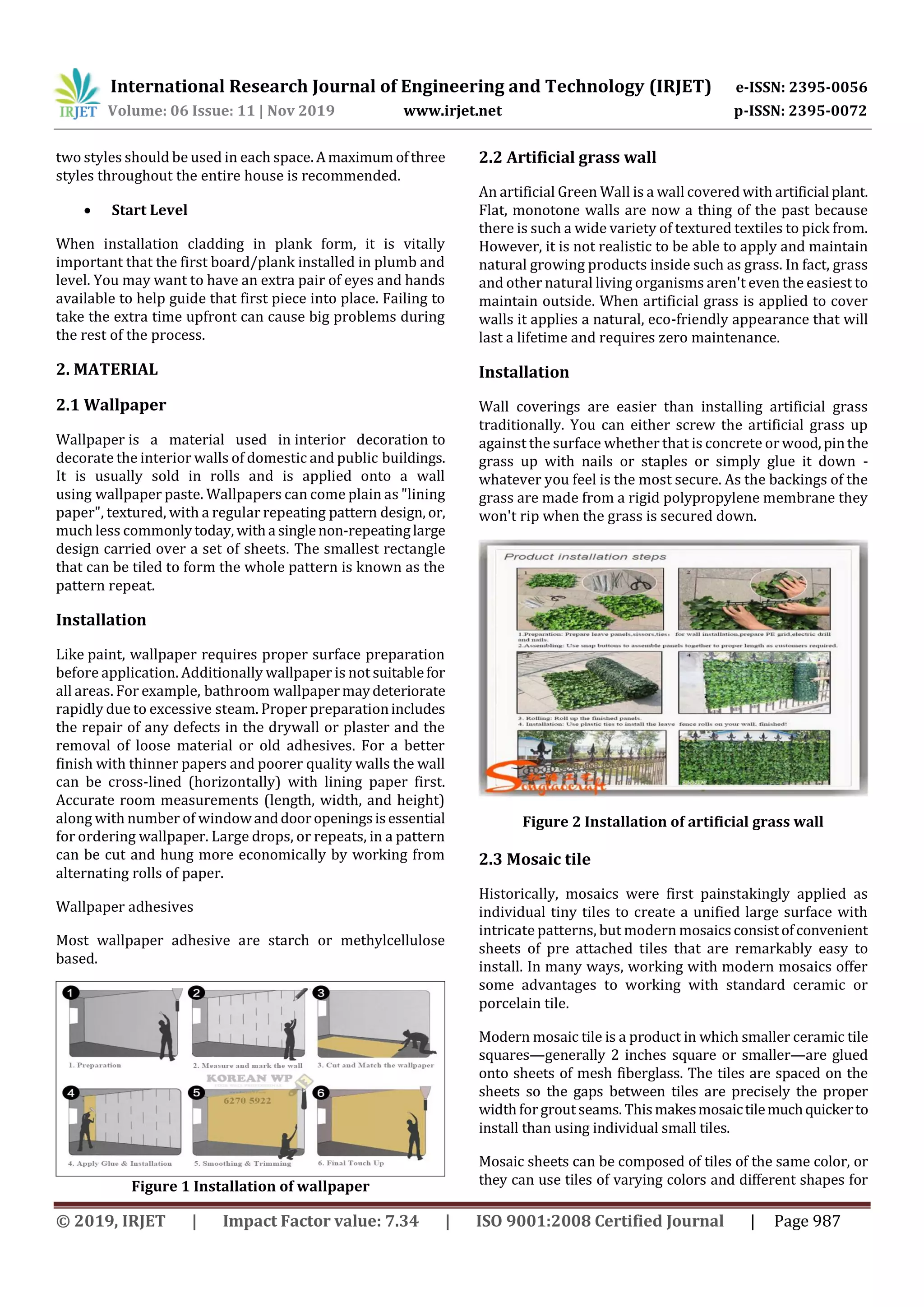 IRJET- Study of Evolution and Changes of Interior Wall Cladding with ...