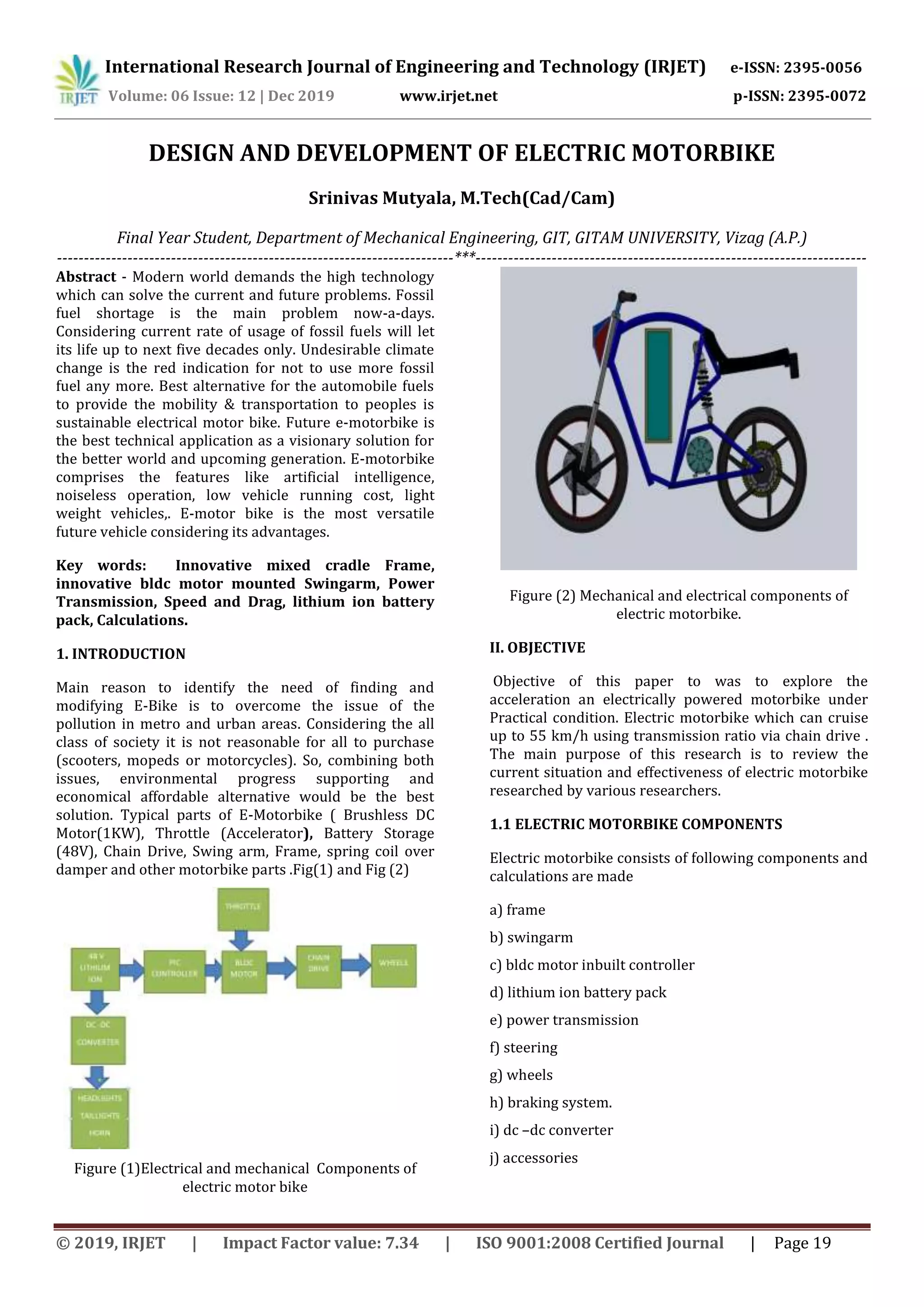 IRJET- Design and Development of Electric Motorbike | PDF