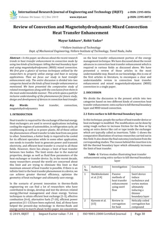 IRJET- Review of Convection and Magnetohydrodynamic Mixed Convection Heat Transfer Enhancement | PDF