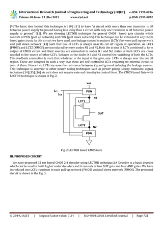 IRJET- An Analysis of CMOS based Low Power 2:4 Decoder at 32nm Node ...