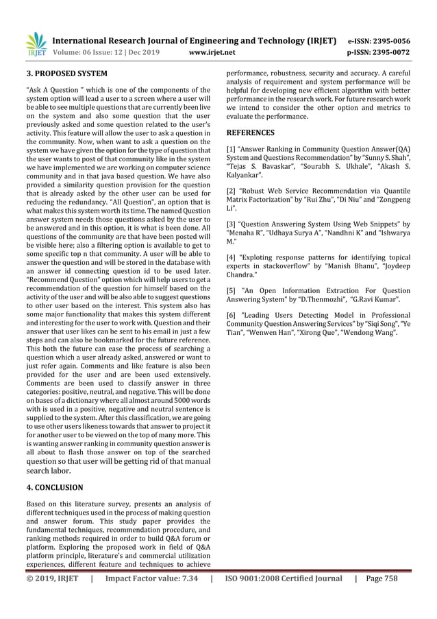 IRJET- Analysis of Question and Answering Recommendation System | PDF
