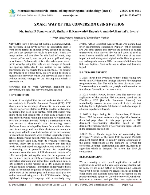 IRJET- Smart Way of File Conversion using Python | PDF