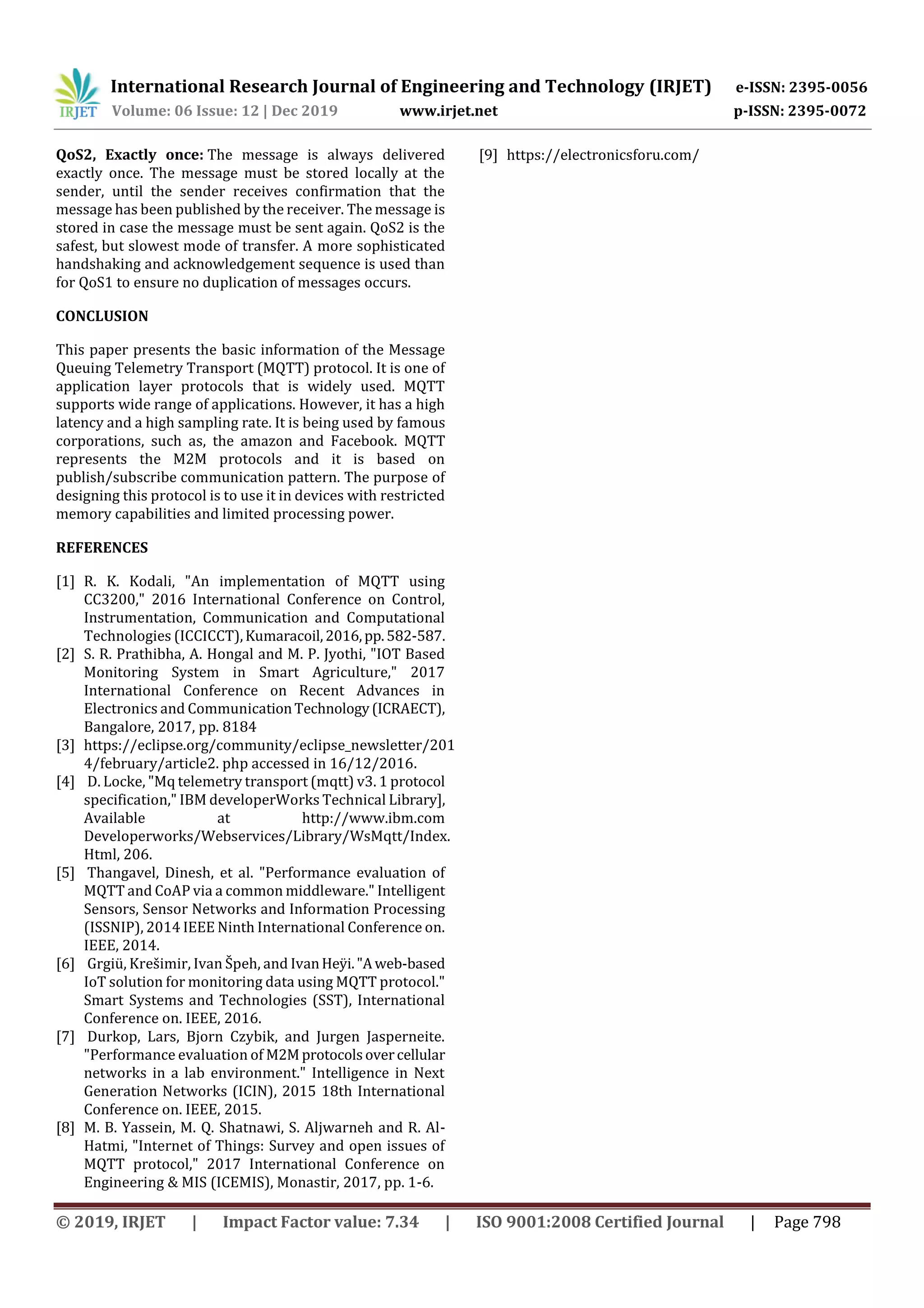 IRJET- MQTT in Internet of Things | PDF | Internet of Things | Internet