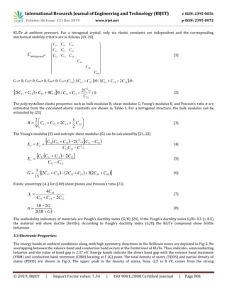 IRJET- Investigation of Structural, Elastic, Electronic and Optical Properties of Ternary KLiTe ...