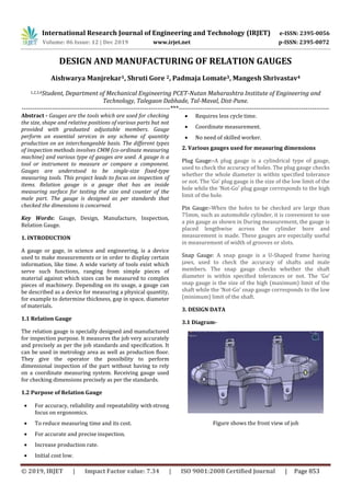 IRJET- Design and Manufacturing of Relation Gauges | PDF