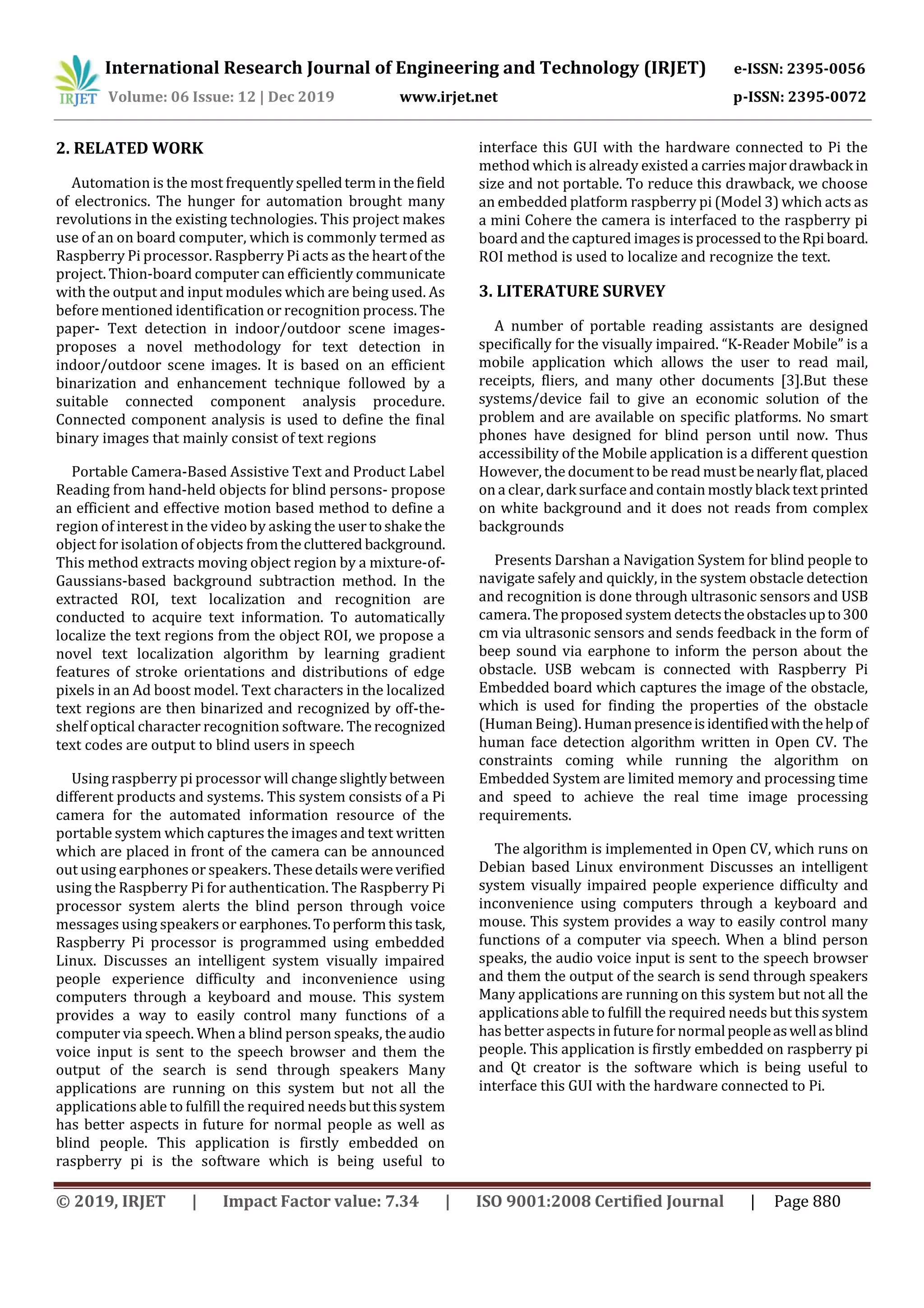 IRJET- Review on Portable Camera based Assistive Text and Label Reading ...