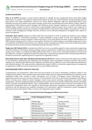 IRJET- Development of a Neural Network based Model for Construction Project Management ...