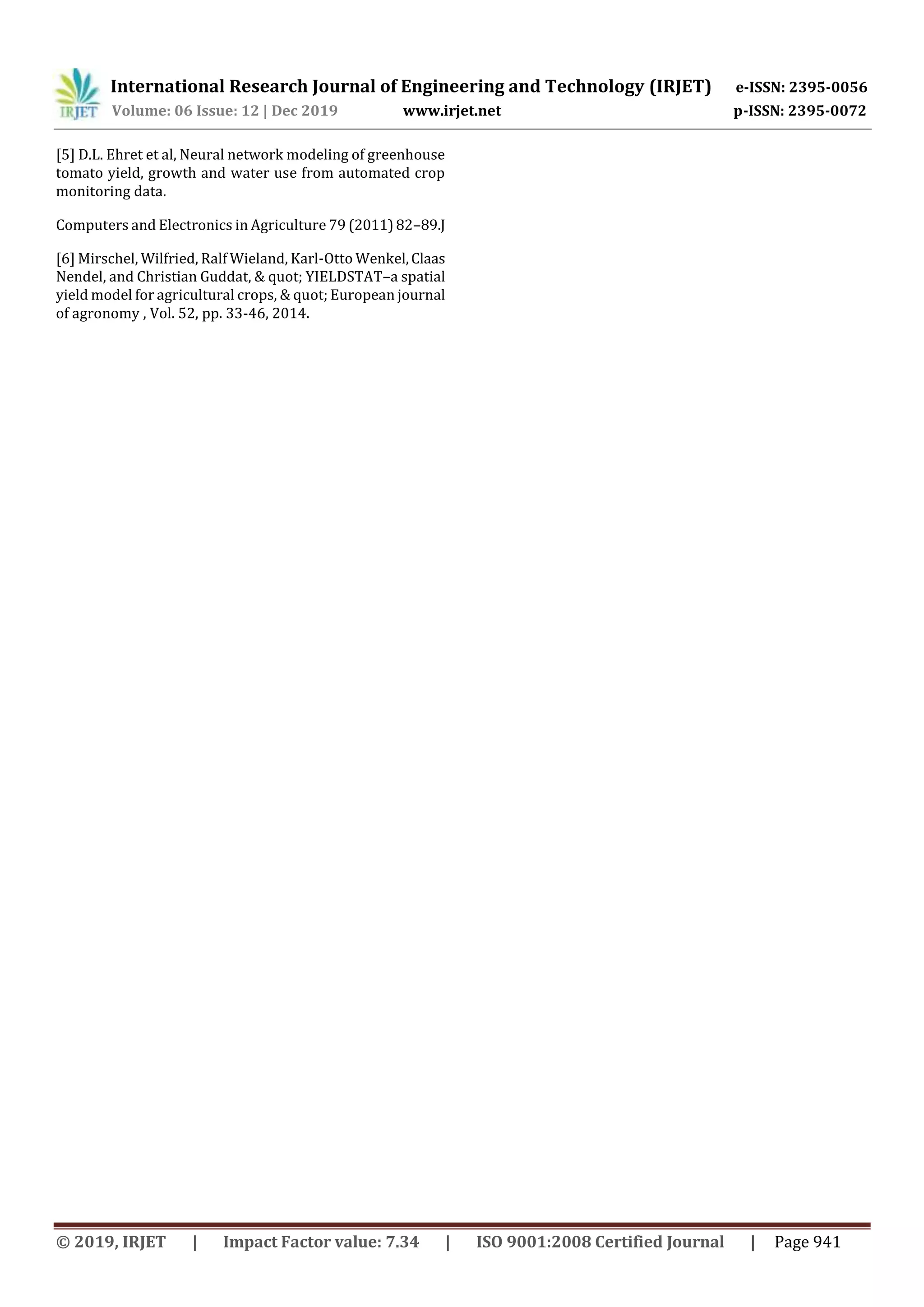 IRJET- Agricultural Crop Yield Prediction using Deep Learning Approach | PDF