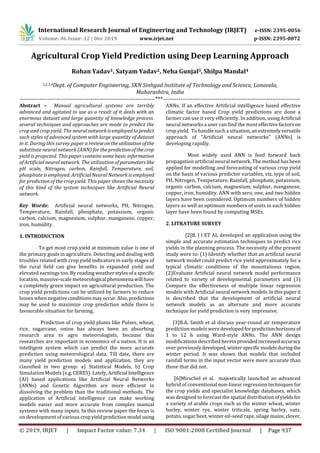 IRJET- Agricultural Crop Yield Prediction using Deep Learning Approach | PDF