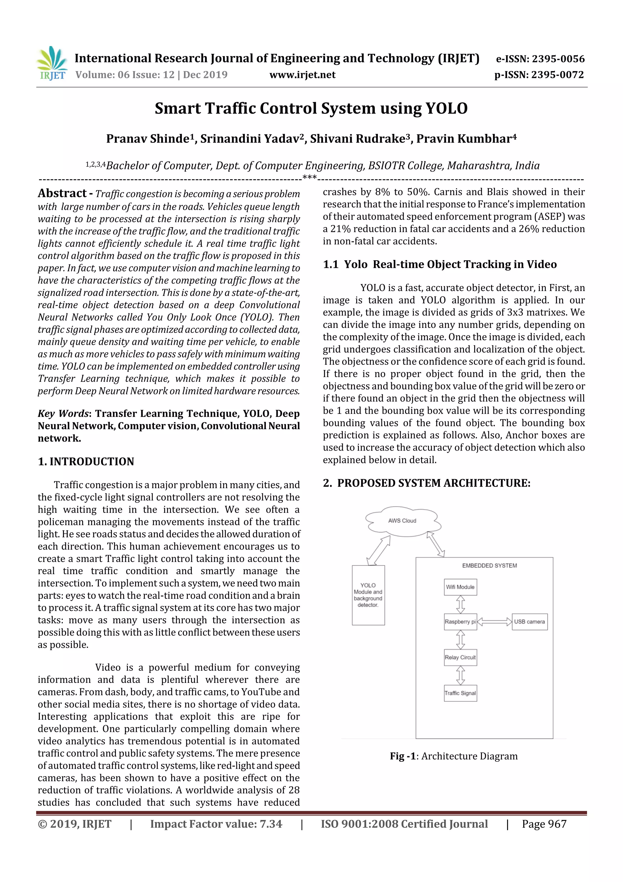Irjet Smart Traffic Control System Using Yolo Pdf