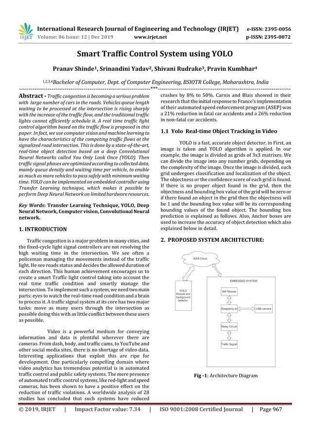 IRJET- Smart Traffic Control System using Yolo | PDF