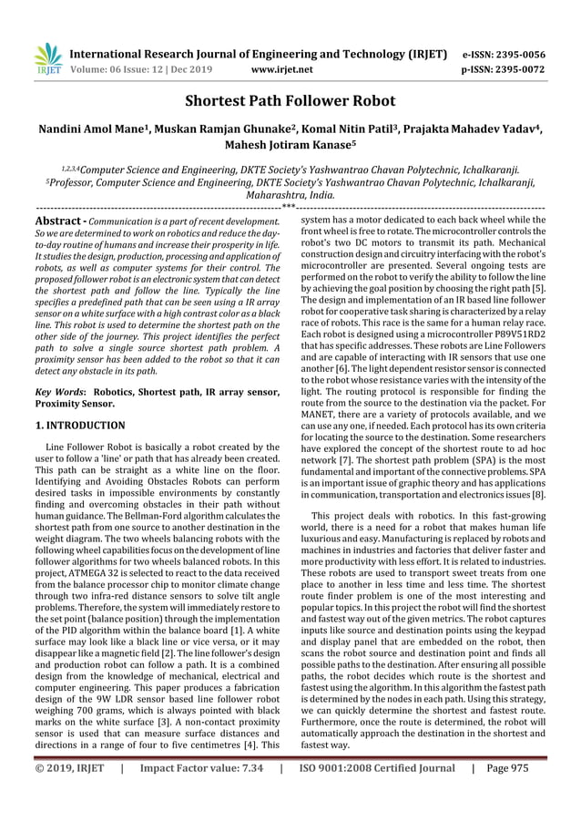 IRJET- Shortest Path Follower Robot | PDF