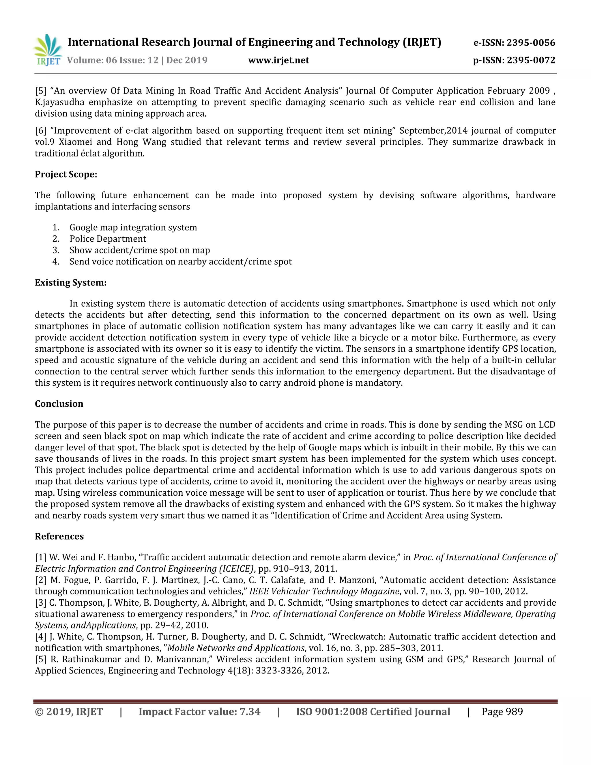 IRJET- Identification of Crime and Accidental Area using IoT | PDF