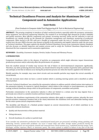 IRJET- Technical Cleanliness Process and Analysis for Aluminum Die Cast Component used in ...