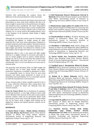 IRJET- Structural and Material Analysis of an Automobile Wheel Rim using ANSYS | PDF