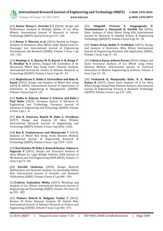 IRJET- Structural and Material Analysis of an Automobile Wheel Rim using ANSYS | PDF