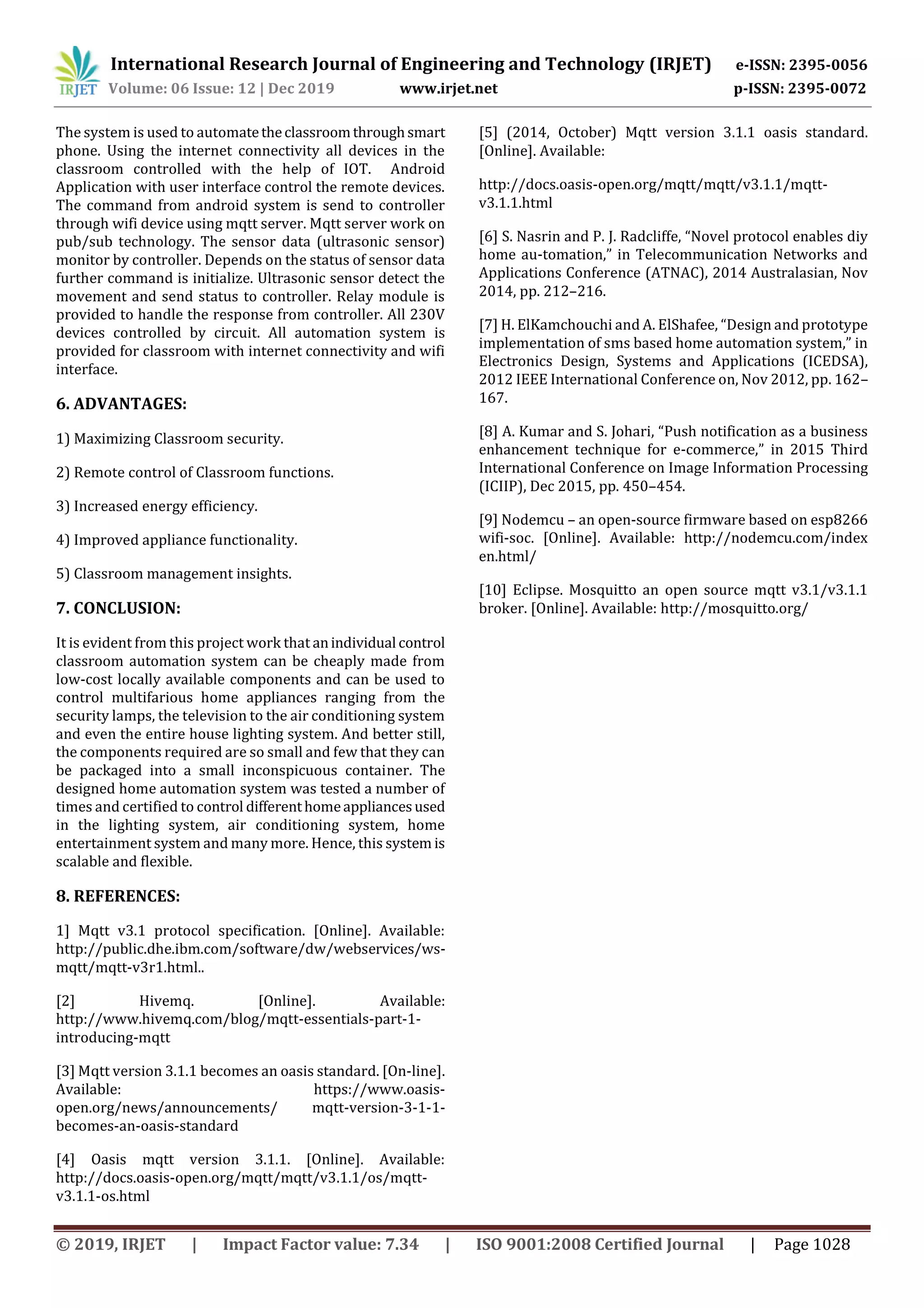 IRJET- IoT based Classroom Automation System | PDF