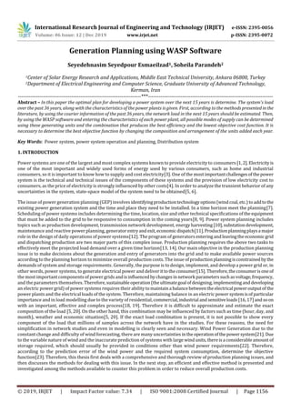 IRJET- Generation Planning using WASP Software | PDF